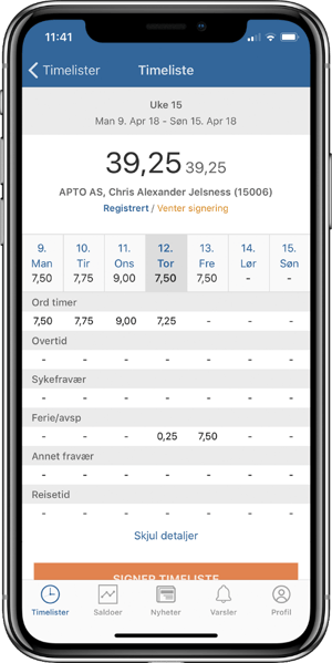 iCORE Hours App - Norsk brukerveiledning (iOS)